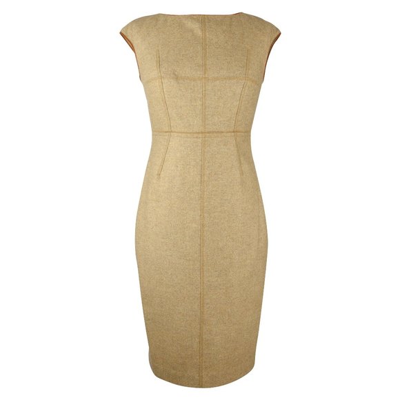 Magaschoni | Dresses | Magaschoni Sleeveless Sheath Leather Trim Dress ...